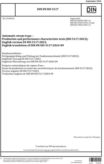 DIN EN ISO 5117:2024 - Automatic steam traps - Production and ...