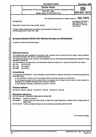 DIN EN ISO 1973:1995 - Textiles - Determination of linear density ...