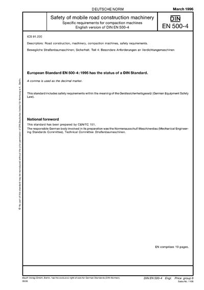 DIN EN 500-4:1996 - Safety of mobile road construction machinery ...