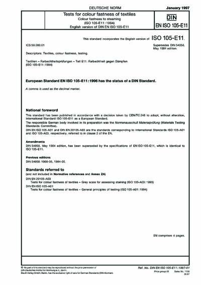 DIN EN ISO 105-E11:1997 - Textiles - Tests for colour fastness - Part ...