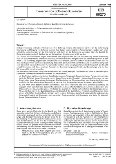 DIN 66270:1998 DE - Informationstechnik - Bewerten von ...