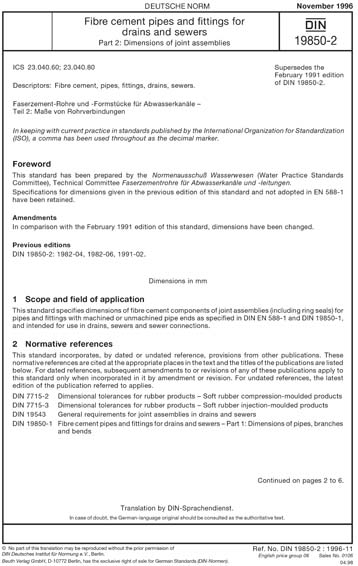 DIN 19850-2:1996 - Fibre cement pipes and fittings for drains and ...