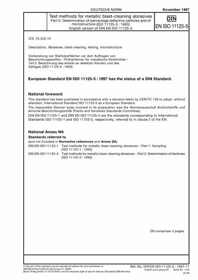 DIN EN ISO 11125-5:1997 - Preparation of steel substrates before ...