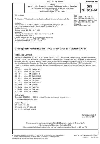 DIN EN ISO 140-7:1998 DE - Akustik - Messung der Schalldämmung in ...