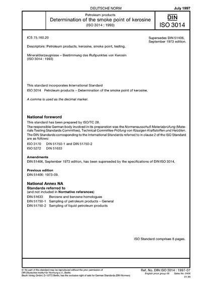 DIN ISO 3014:1997 - Petroleum products - Determination of the smoke ...