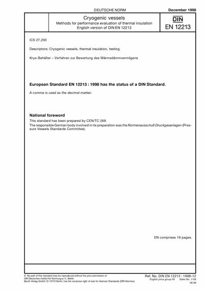 DIN EN 12213:1998 - Cryogenic vessels - Methods for performance ...