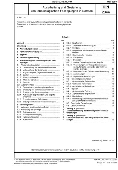 DIN 2344:2000 DE - Ausarbeitung und Gestaltung von terminologischen ...