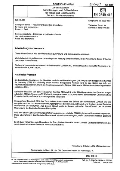DIN EN 2349-412:2000 - Aerospace series - Requirements and test ...
