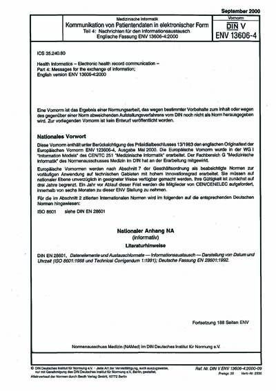 DIN V ENV 13606-4:2000 - Health informatics - Electronic healthcare ...