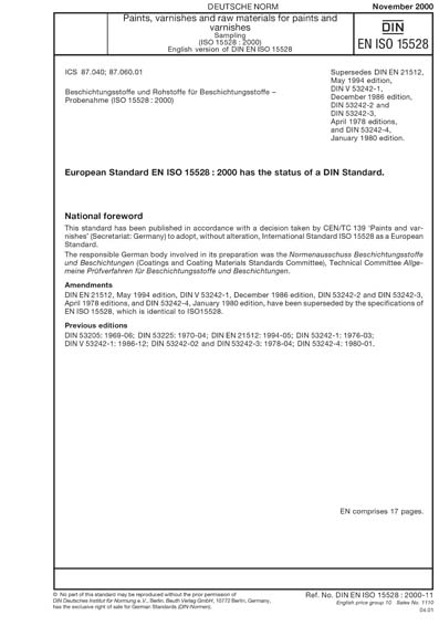 DIN EN ISO 15528:2000 - Paints, varnishes and raw materials for paints ...