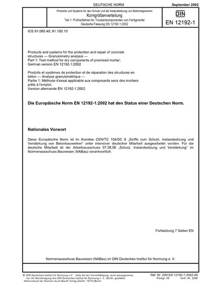 DIN EN 12192-1:2002 DE - Produkte und Systeme für den Schutz und die ...