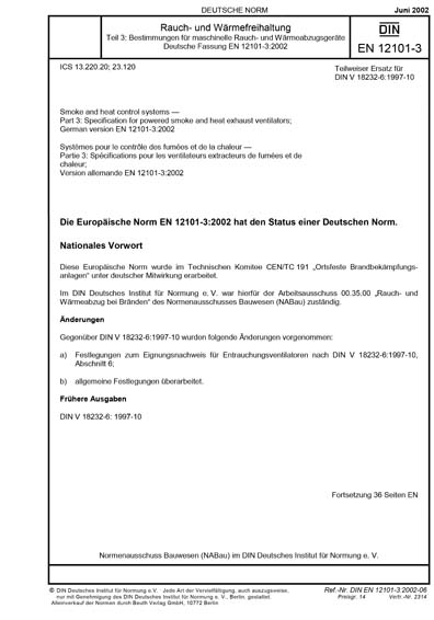 DIN EN 12101-3:2002 DE - Rauch- und Wärmefreihaltung - Teil 3 ...
