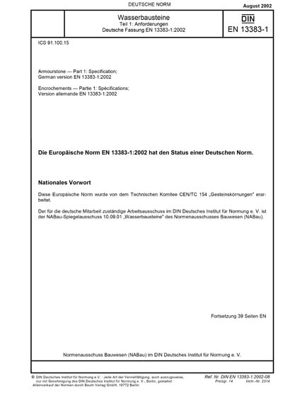 DIN EN 13383-1:2002 DE - Wasserbausteine - Teil 1: Anforderungen ...