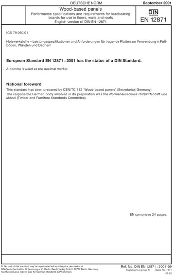 DIN EN 12871:2001 - Wood-based panels - Performance specifications and ...