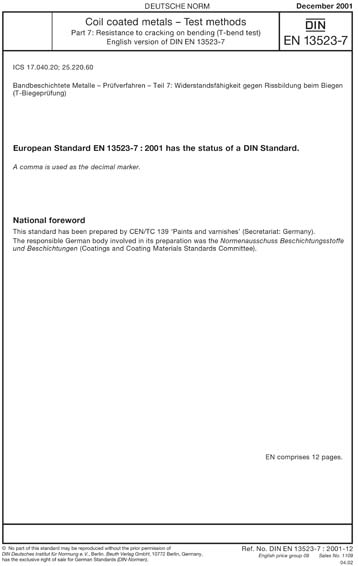 DIN EN 13523-7:2001 - Coil coated metals - Test methods - Part 7 ...
