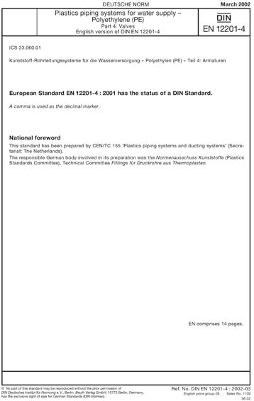 DIN EN 12201-4:2002 - Plastics piping systems for water supply ...