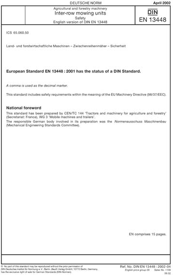 DIN EN 13448:2002 - Agricultural and forestry machinery - Inter-row ...