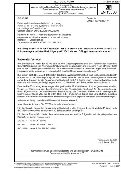 DIN EN 13300:2002 DE - Beschichtungsstoffe - Wasserhaltige ...