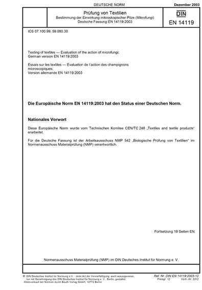 DIN EN 14119:2003 DE - Prüfung von Textilien - Bestimmung der ...