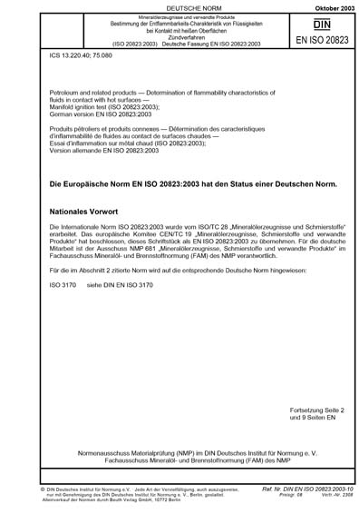 DIN EN ISO 20823:2003 DE - Mineralölerzeugnisse und verwandte Produkte ...