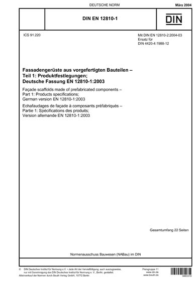 DIN EN 12810-1:2004 DE - Fassadengerüste aus vorgefertigten Bauteilen ...
