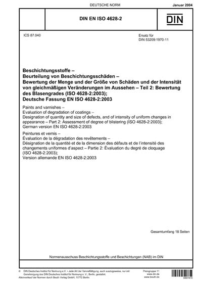 DIN EN ISO 4628-2:2004 DE - Beschichtungsstoffe - Beurteilung von ...