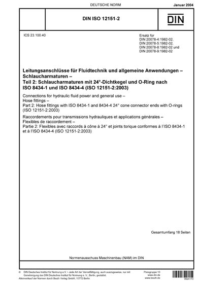 DIN ISO 12151-2:2004 DE - Leitungsanschlüsse für Fluidtechnik und ...