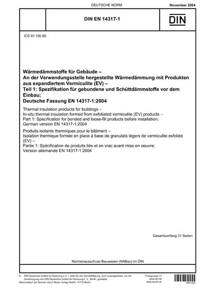 DIN EN 14317-1:2004 DE - Wärmedämmstoffe für Gebäude - An der ...