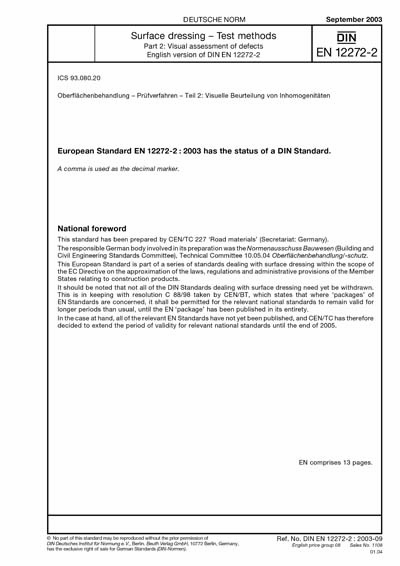 DIN EN 12272-2:2003 - Surface dressing - Test methods - Part 2: Visual ...