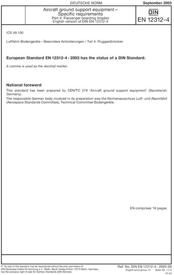 DIN EN 12312-4:2003 - Aircraft ground support equipment - Specific ...