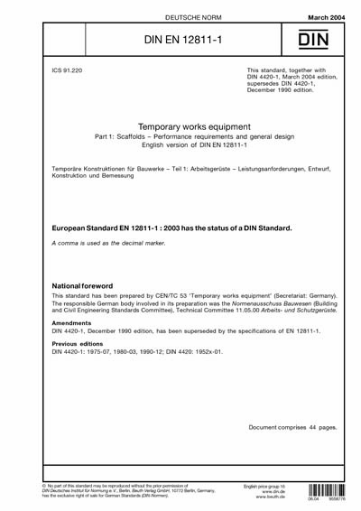 DIN EN 12811-1:2004 - Temporary works equipment - Part 1: Scaffolds ...