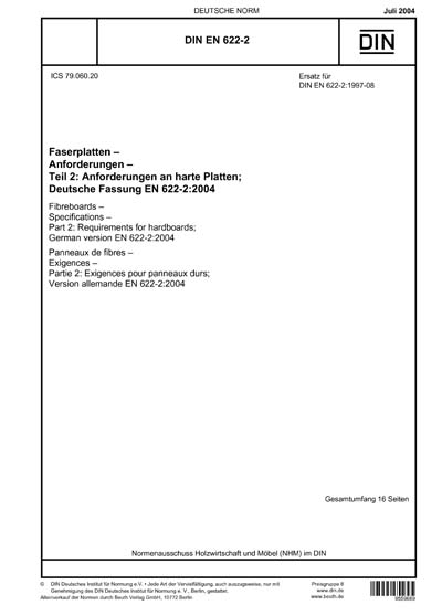 DIN EN 622-2:2004 DE - Faserplatten - Anforderungen - Teil 2 ...