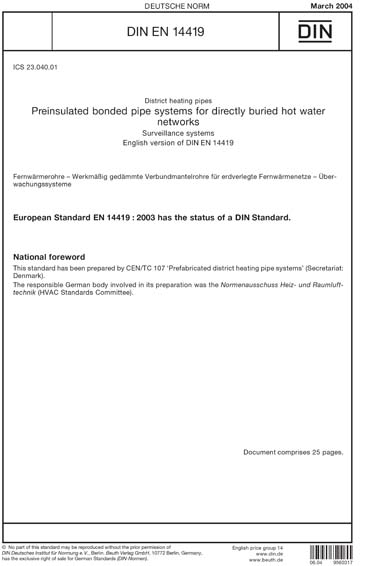 DIN EN 14419:2004 - District heating pipes - Preinsulated bonded pipe ...