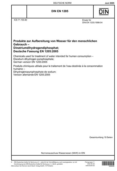 DIN EN 1205:2005 DE - Produkte zur Aufbereitung von Wasser für den ...