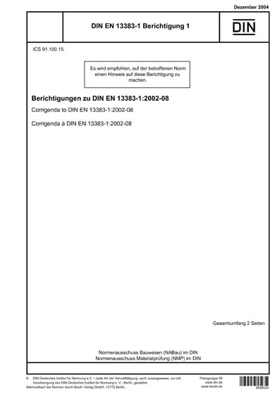 DIN EN 13383-1 Berichtigung 1:2004 DE - Berichtigungen zu DIN EN 13383 ...