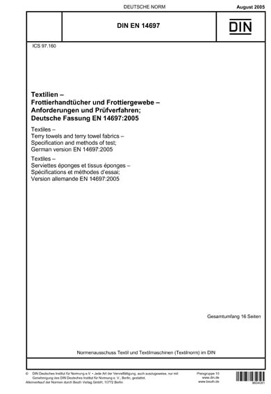 DIN EN 14697:2005 DE - Textilien - Frottierhandtücher und ...