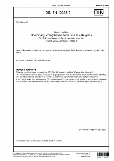 DIN EN 12337-2:2005 - Glass in building - Chemically strengthened soda ...