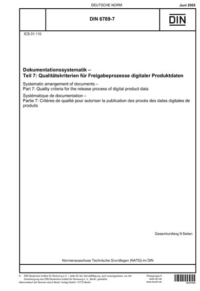 DIN 6789-7:2005 DE - Dokumentationssystematik - Teil 7 ...
