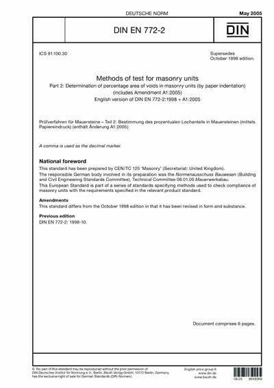DIN EN 772-2:2005 - Methods of test for masonry units - Part 2 ...