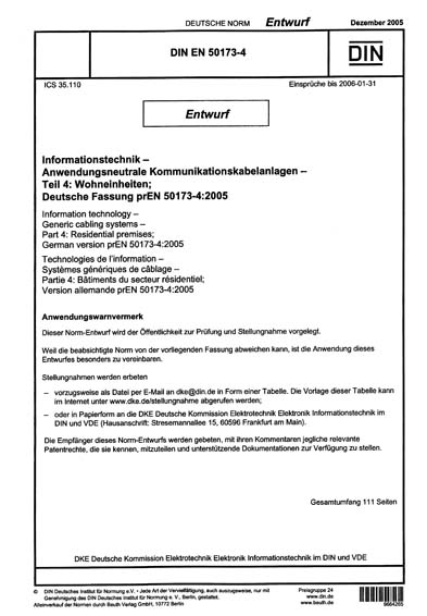 DIN EN 50173-4:2005 - Information technology - Generic cabling systems ...
