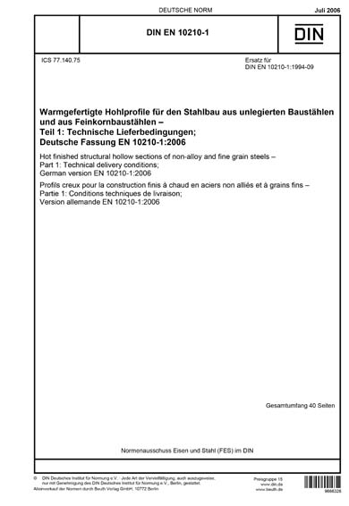 DIN EN 10210-1:2006 DE - Warmgefertigte Hohlprofile für den Stahlbau ...