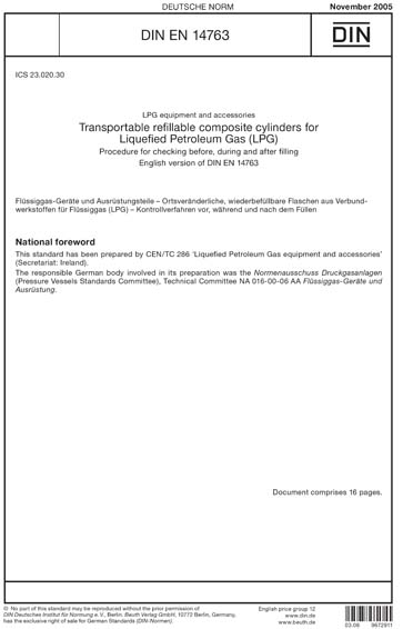 DIN EN 14763:2005 - LPG equipment and accessories - Transportable ...