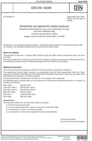 DIN EN 13249:2005 - Geotextiles and geotextile-related products ...