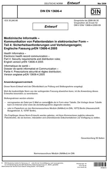 DIN EN 13606-4:2006 - Health Informatics - Electronic health record ...