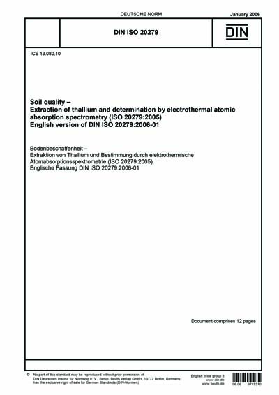 DIN ISO 20279:2006 - Soil quality - Extraction of thallium and ...