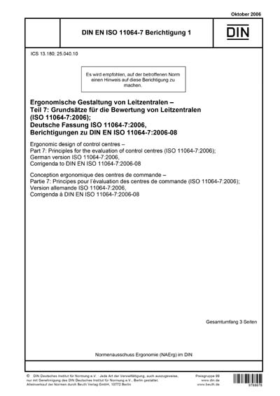 DIN EN ISO 11064-7 Berichtigung 1:2006 DE - Ergonomische Gestaltung von ...