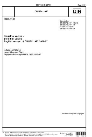 DIN EN 1983:2006 - Industrial valves - Steel ball valves; German ...