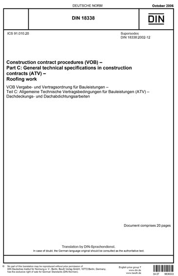 DIN 18338:2006 - German construction contract procedures - Part C ...