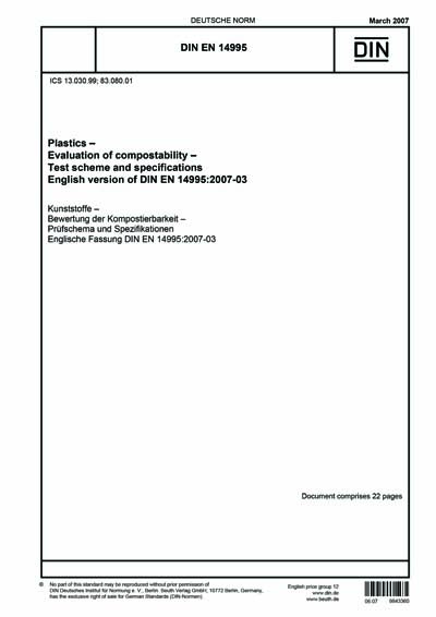 DIN EN 14995:2007 - Plastics - Evaluation of compostability - Test ...
