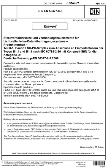 DIN EN 50377-8-5:2007 - Connector sets and Interconnect components to ...